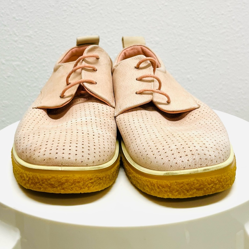 Ecco Crepetray Perforated Pink Platform Shoes - Gem
